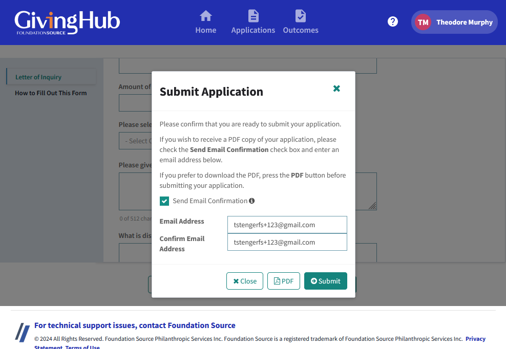 Can't submit Application form / Submit button not available – GivingHub Can't submit Application form / Submit button not available – GivingHub